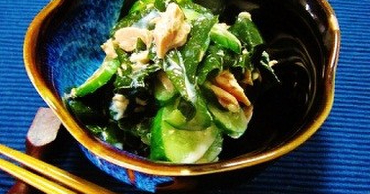 わかめ＆きゅうり＆ツナのマヨポン和え♪ by shokenママ 【クックパッド】 簡単おいしいみんなのレシピが369万品