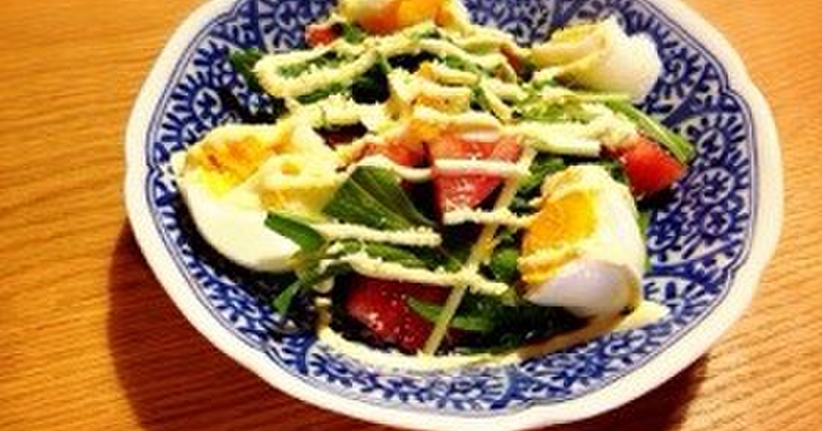 水菜、トマト、卵のカラフルサラダ by ひよっこ栄養士 【クックパッド】 簡単おいしいみんなのレシピが369万品